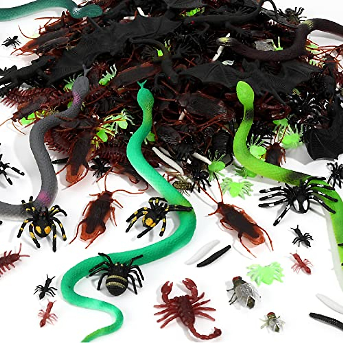 Realistic Fake Bugs Bulk - 224 Assorted Plastic Insects Set