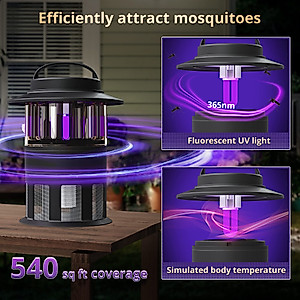 POWIFY Mosquito Trap, Bug Zapper with 1000V Grid and Suction Fan, Insect Trap for Flies, Gnat & Moth, Portable Flying Insect Killer for Backyard, Patio, Home…