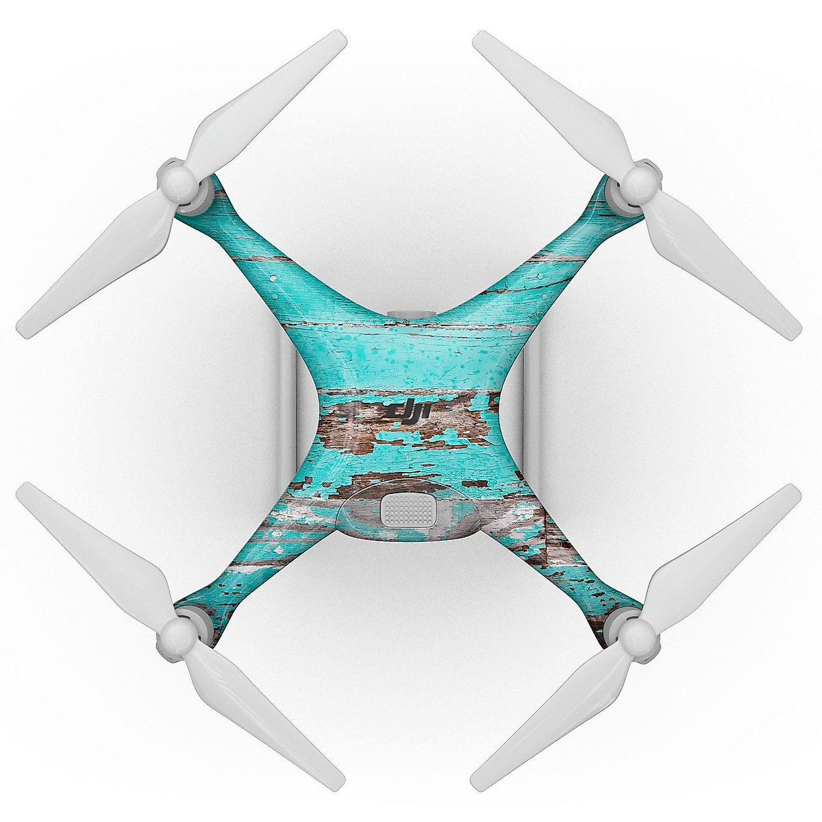 Design Skinz Design Skinz Turquoise Chipped Paint on Wood Full-Body Wrap Decal Skin-Kit Compatible with The Drone DJI Spark