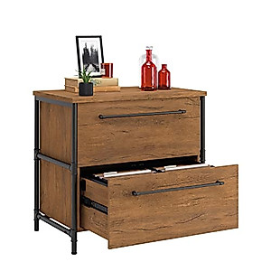 Sauder Iron City Lateral File, L: 31.50" x W: 20.00" x H: 30.00", Checked Oak Finish