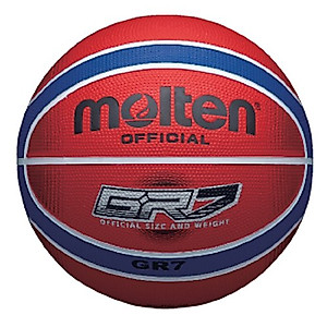 Molten Premium 12 Panel Design Rubber Basketball, Red/Blue, Size 7