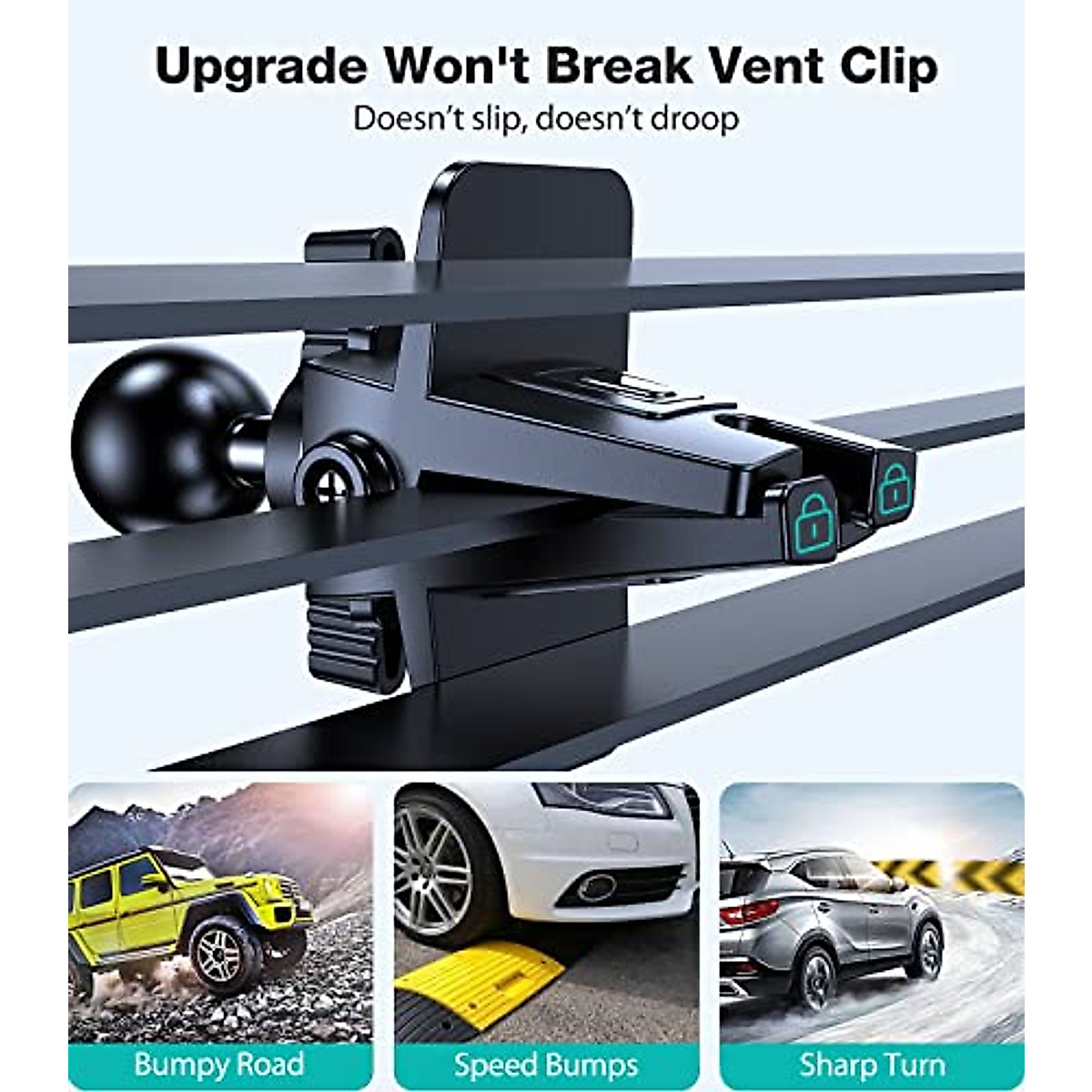 VICSEED Car Phone Holder Mount [All-Round Silicone Protection][Doesn't Slip&Drop] Air Vent Cell Phone Holder for Car Hands Free Easy Clamp Cradle in Vehicle Fit All iPhone Samsung Android Smartphone