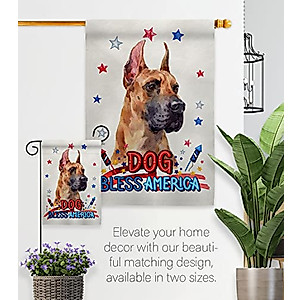 Breeze Decor Patriotic Fawn Dane Garden Flag Set Wood Dowel Dog Puppy Spoiled Paw Canine Fur Pet Nature Farm Animal Creature House Banner Small Yard Gift Double-Sided, Made in USA
