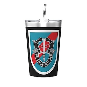 Us Army 20th Special Forces Group Insulated Stainless Steel Tumbler 12 Oz Thermos Come With Straw Leak-Proof Travel Mug Cup