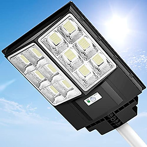 BUYTHA Solar Street Light,1000W LED Solar Street Lights Outdoor Waterproof, 100000LM Dusk to Dawn Super Bright Street Lights Solar Powered with Remote Control for Parking Lot Patio,Yard and Garage