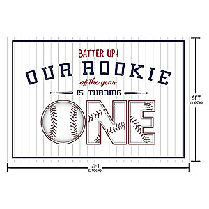 ABLIN 7x5ft Baseball 1st Birthday Background for Party Photography Decorations Boy Sports Ball White Stripe Photo Backdrop Booth Banner Props Supplies Vinyl