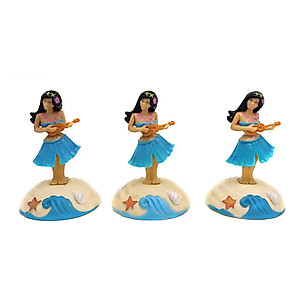 Bavokon 3 Hawaiian Solar Powered Dancing Girl Toy,Car Dashboard Bobble Head Decoration Hawaiian Hulas Dancer Girl Ornament Car Interior Doll Ornament Shaking Ornament for Desk Home Decoration
