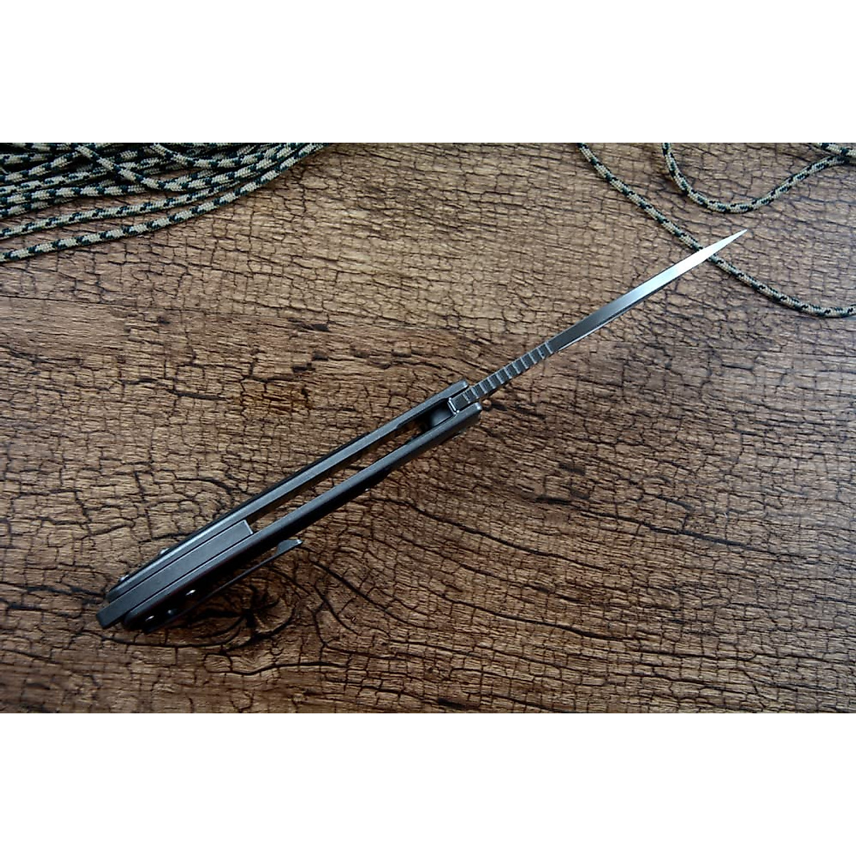 twosun D2 Satin Blade TC4 Titanium Carbon Fiber Handle Folding Hunting Knife TS388