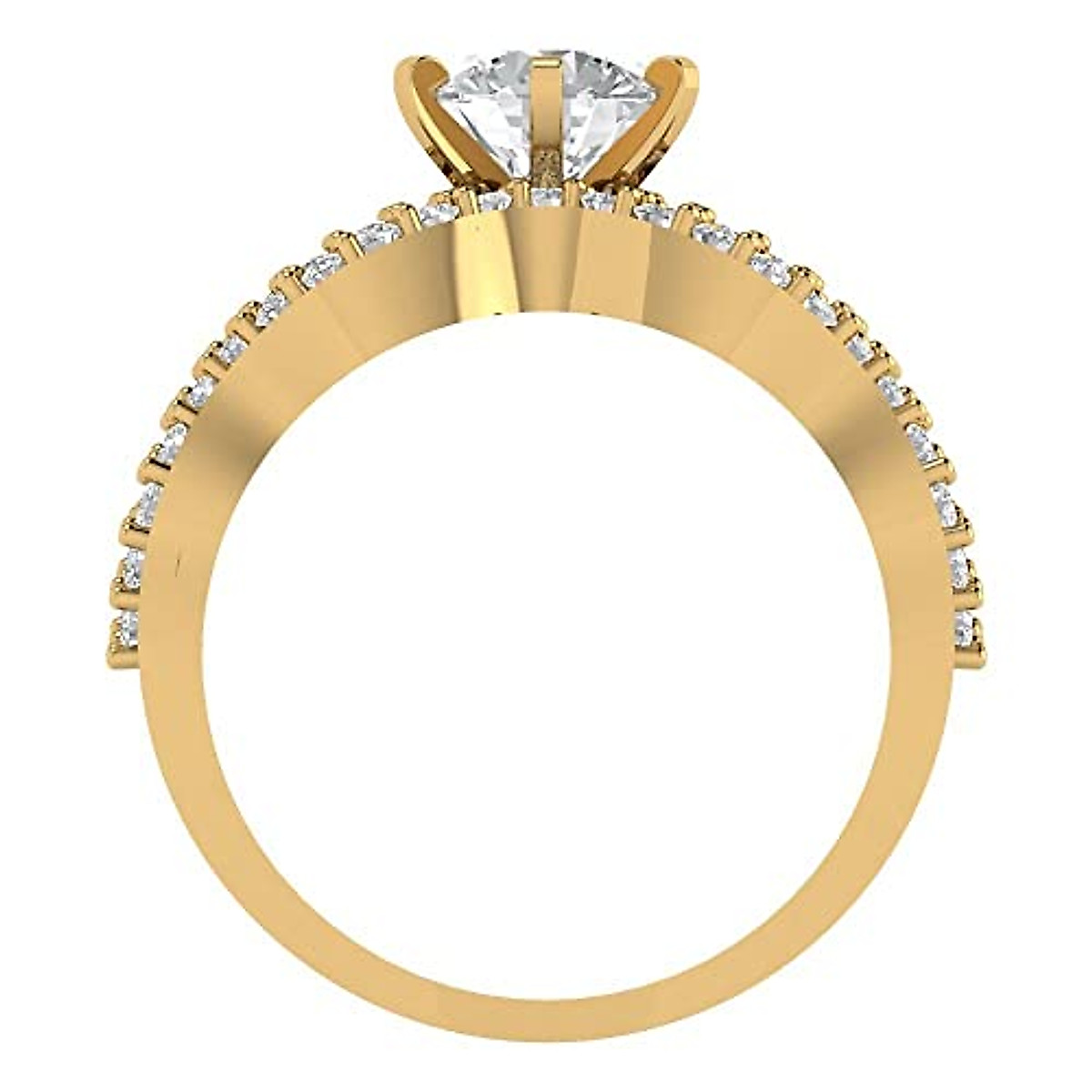 Clara Pucci 1.55ct Round Cut Halo Solitaire Created White Sapphire Engagement Promise Bridal Ring Band set 14k Yellow Gold 3.5