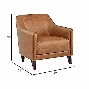 Amazon Brand – Stone & Beam Grover Modern Living Room Accent Chair, 30"W, Cognac Leather