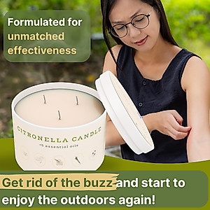 BUZZ DEFENDER 14oz Citronella Candles Outdoor - 100% Natural & Highly Effective 3 Wick Citronella Candles Outdoor - Large Citronella Candle Outdoor - Outdoor Citronella Candles for Patio | 2 Pack, 64h