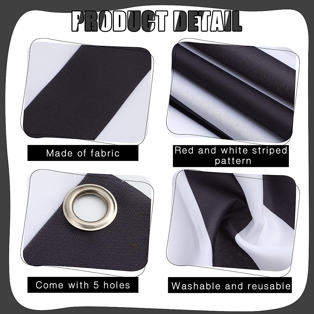 Preboun 3 Pcs Carnival Awning Decorations Tent Circus Hanging Decorations Carnival Banner Concession Stand Sign Canopy Awning for Pirate Summer Party, 9.84''x78.74''(Black and White)