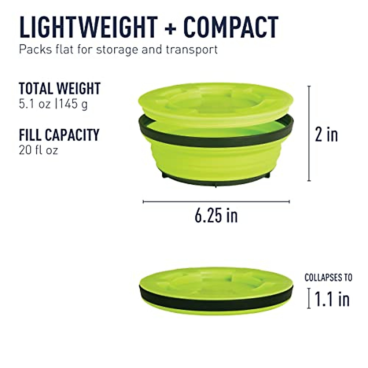 Sea to Summit X-Seal & Go Collapsible Food Storage Container, L (20 oz), Lime Green