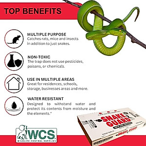 Snake Guard® Snake Trap by Wildlife Control Supplies – Weather Resistant Zero Contact Snare – Safe & Effective - for Commercial & Residential Use – Great for Basements, Garages & Sheds