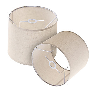 2-Pack Medium Drum Lamp Shades, 11.6 x 12.6 x 9.8 Inch Fabric Natural Linen Lampshades Hand Crafted Lampshade Covers Replacements for Table Lamp, Floor Lamp, Spider/UNO Two Installation, Beige