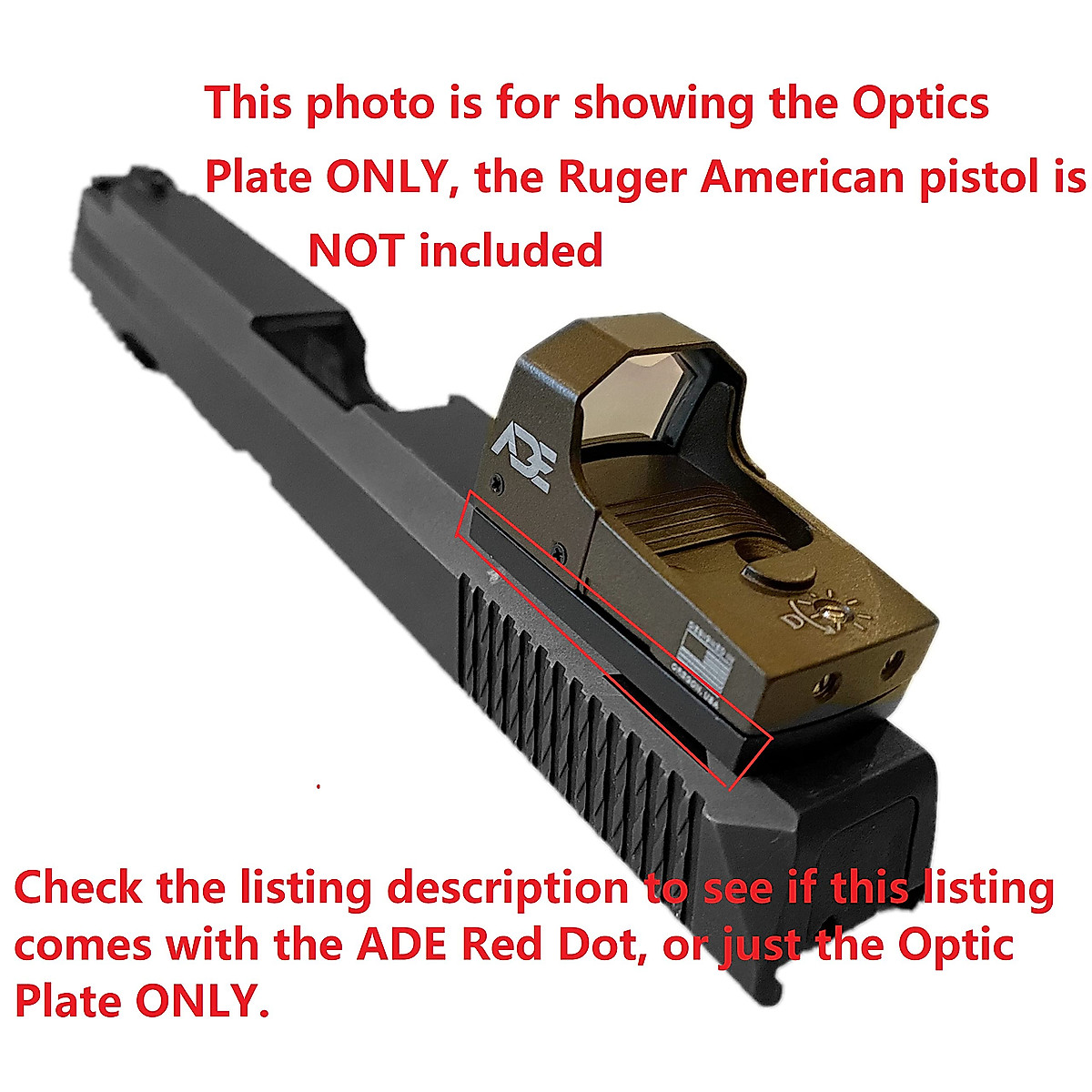 Ade Advanced Optics RD3-006 Green Dot Sight + Optic Mounting Plate for Ruger American Pistol