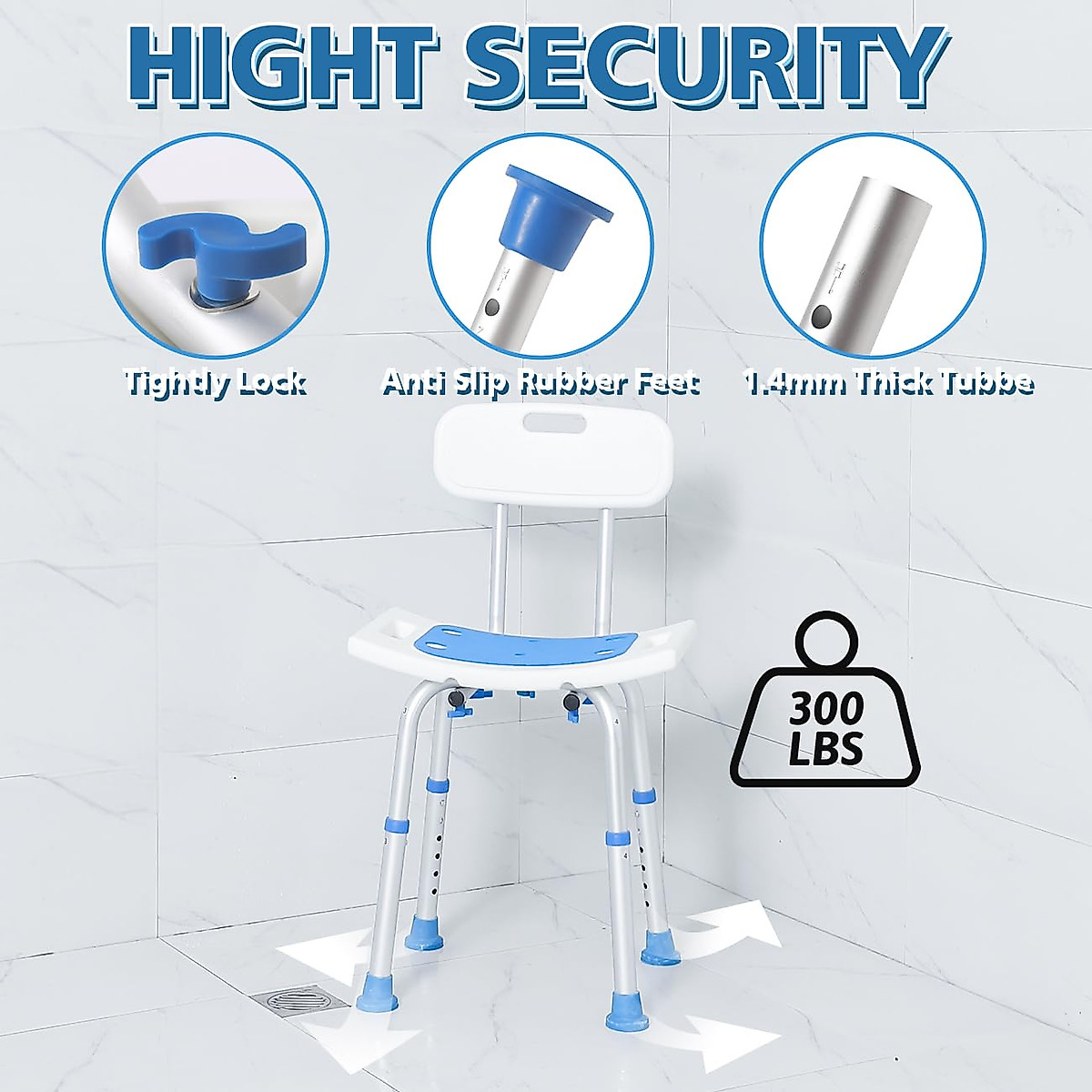FSA/HSA Eligible Shower Chair with Back, Shower Seat for Inside Shower, Tool-Free Shower Stool for Inside Shower, Waterproof Shower Chair for Inside Bathtub for Elderly/Handicap by DUALECO