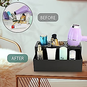 PITBVO Hair Tool Organizer, Blow Dryer Holder, Acrylic Bathroom Supplies Countertop and Vanity Caddy Storage for Accessories, Makeup, Toiletries, Hair Dryer Holder Hair Product Organizers