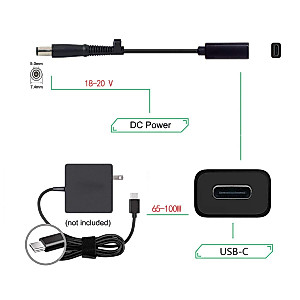 JSER Type C USB-C Female Input to DC Power PD Charge Cable fit for Laptop 18-20V (7.4x5.0mm)…