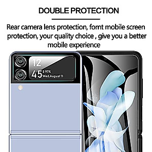 [2+2 Pack] YWXTW for Samsung Galaxy Z Flip 4 5G EPU Screen Protector + Camera Lens Protector Tempered Glass, Upgraded Ultra-Thin High Definition Clear Full Coverage Case Friendly