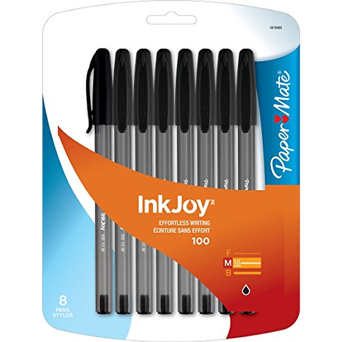 Paper Mate InkJoy 100ST Ballpoint Pen, Medium, Black, Set of 8 (1819485)