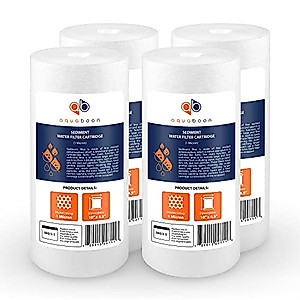 Aquaboon 4-Pack 1 Micron 10" x 4.5" Sediment Water Filter Replacement Cartridge | Whole House Sediment Filtration | Compatible with W15-PR, HD-950, WFHD13001B, GXWH35F, GXWH30C, HF45-10BLBK10PR