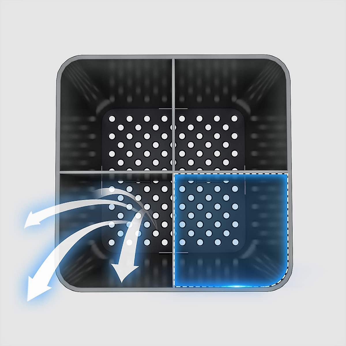 Utensil Holder, Paroson Aluminum Kitchen Utensil Holder with 4 Compartments,Silverware Holder Perfect for Kitchen Spatula Spoon,Cutlery,Utensil Organize（Dark Grey）