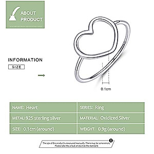 MUNDELL Sterling Silver 925 Simple Minimalist Heart Finger Rings for Women Wedding Engagement Statement Jewelry