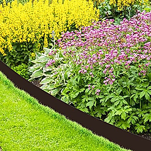 Fuairmee Garden Edging Border, Landscape Edging, Bender Board, Weed Barrier, Garden Borders, 4 in x 32.8 ft, 0.78 in Thickness Without Stakes, Easy to Install, Brown