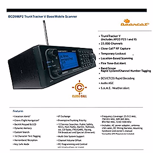 Uniden BCD996P2 Digital Mobile TrunkTracker V Scanner, 25,000 Dynamically Allocated Channels, Close Call RF Capture Technology, 4-Line Alpha display, Base/Mobile Design, Phase 2, Location-Based Scanning