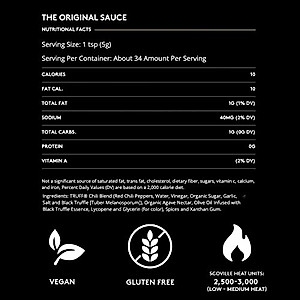 TRUFF Original Black Truffle Hot Sauce, Gourmet Hot Sauce with Ripe Chili Peppers, Black Truffle Oil, Organic Agave Nectar, Unique Flavor Experience in a Bottle, 6 oz.