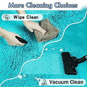 Super Soft Fluffy Rug for Living Room Bedroom, Modern Shaggy Rug Fuzzy Kids Rug for Living Room, Plush Indoor Nursery Classroom Home Decor Bedside Rug with Non-Slip Bottom, Teal Blue, 4 X 6 Feet