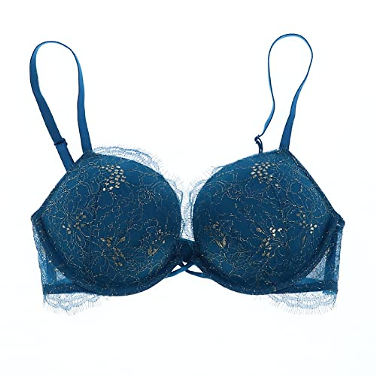 Victoria's Secret Bra Bombshell Add 2 Cups Shimmer Lace (34C, Blue)