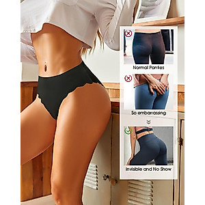 LEVAO Seamless Underwear for Women No Show Ice Silk Bikini Breathable Hipster Wavy Sides Invisibles Panties 7 Pack S-XXL