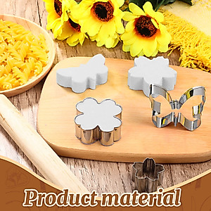 17 Pcs Flowers Cookie Cutter Set and Butterfly Biscuit Fondant Cutters Daisy Cherry Blossoms Tulip Sawtooth Circle Clover Plum Blossoms Butterfly Cookie Cutters Stainless Steel Spring Cookie Cutters