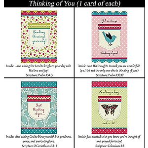 Thinking of You Cards (No Repeated Cards) 32 Design Christian / Religious Greeting Card Assortment ~ Scripture in every card