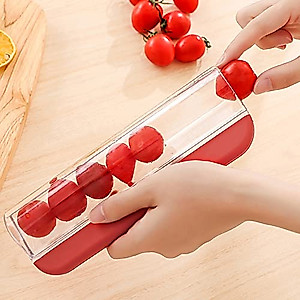 Tomato Slicer Multi-Function Grape Cutter Small Fruit Cutter Grape Kitchen Accessories Cake Decoration Tool Fruit Slicer (Red)