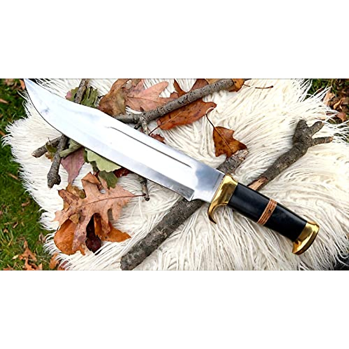 Dundee 440C Crocodile Bowie Knife Full Tag Paper Cutting Shapening With Hand Stitch Leather Sheath