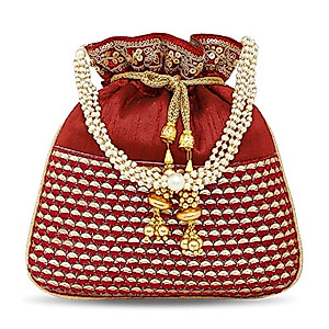Aheli Potli Bags for Women Evening Bag Clutch Ethnic Bride Purse with Drawstring(P05M)