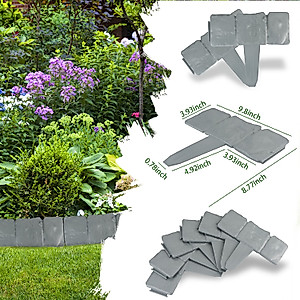 Garden Edging Border, 24.5ft Landscape Edging Border for Flower Bed, 30PCS no dig Landscape Edging DIY Plastic Faux Stone Edging for Garden Flowerbed Sidewalk Landscape (Gray)