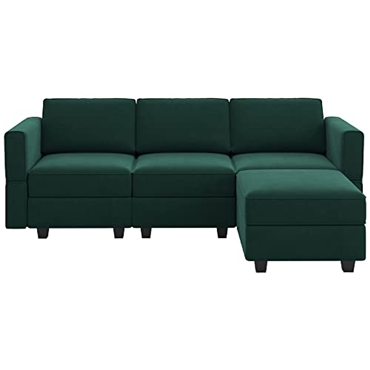 Belffin Convertible Sectional Sofa with Chaise Velvet L Shaped Sofa Couch Modular Sectional Sofa with Storage Green