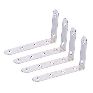OKUMEYR Stainless Steel Shelves 8 Pcs Silver L Type Shelf Corner Brace Corner Brace Shelf Clogs Corner Code Connector Fixed Layer Angle Bracket Right Angle Bracket