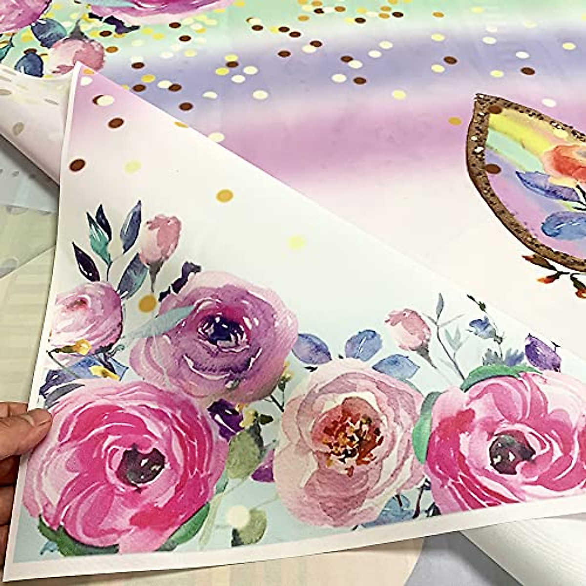 HUAYI 7x5ft Unicorn Party Wall Decorations Rainbow Baby Shower Flowers Birthday Dessert Table Banner Photo Booth phonecall Photography Backdrop Background for Photo Studio w-1769