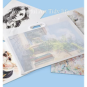 Plastic Art Portfolio, Large Art Portfolio with Handles,Waterproof Portfolio Folder for Artwork, Arts Storage Case for Drawing Sketch Photography Poster (2pcs set(22.44x17.32'' and 17.32x13.22''))