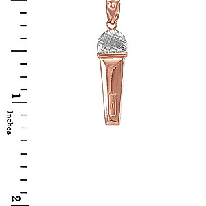 10k Two-Tone Rose and White Gold Singer Microphone Music Charm Pendant