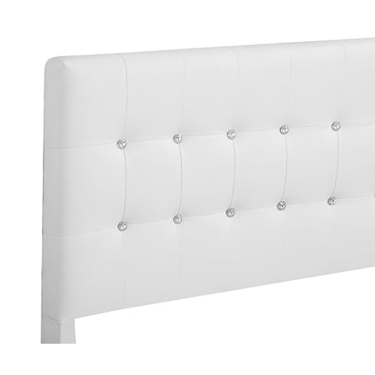 Experience Opulence with The Queen Bed in Radiant White, Durable Faux Leather, Hand-Tufted with Crystal Accents, Effortless Assembly, Optimal Mattress Support.