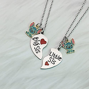Stitch Sister Gifts for Girls Necklace Matching Big Sister Little Sister Jewelry for Twin Sister Best Friend Stitch Lover Gifts (Big Little sister)