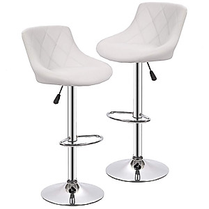 BestOffice Counter Height Bar Stools Set of 2 Swivel Stool Barstools Height Adjustable Bar Chairs with Back PU Leather Swivel Bar Stool Kitchen Counter Stools Dining Chairs