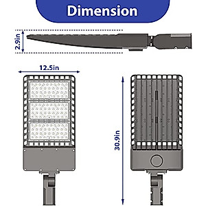 KCCCT LED Parking Lot Lights New 300W with Automatic Adjustable Dusk-to-Dawn Photocell Outdoor LED Shoebox Pole Light 39000LM 5000K LED Commercial Light IP65 100-277V ETL&DLC (Slip Fit,with Photocell)