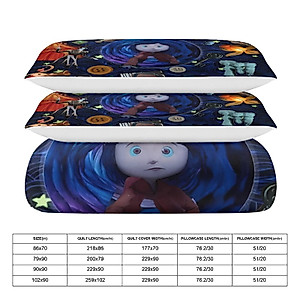 Cora_line Funny Bedding Set 3-Piece 86"x70" Cartoon Room Decor with 1 Duvet Cover and 2 Pillowcase All Season